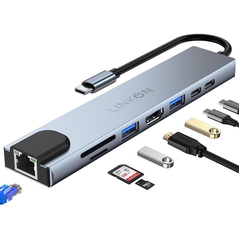LINKON Hub Adaptador Usb Tipo C 8 En 1 Linkon Para Mac Macbook Win | falabella.com
