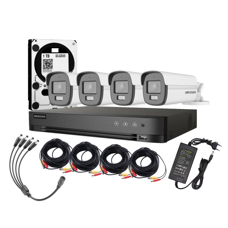 HIKVISION Kit 4 Cámaras Hikvision ColorVU 4 Bala Full Color de Noche ...