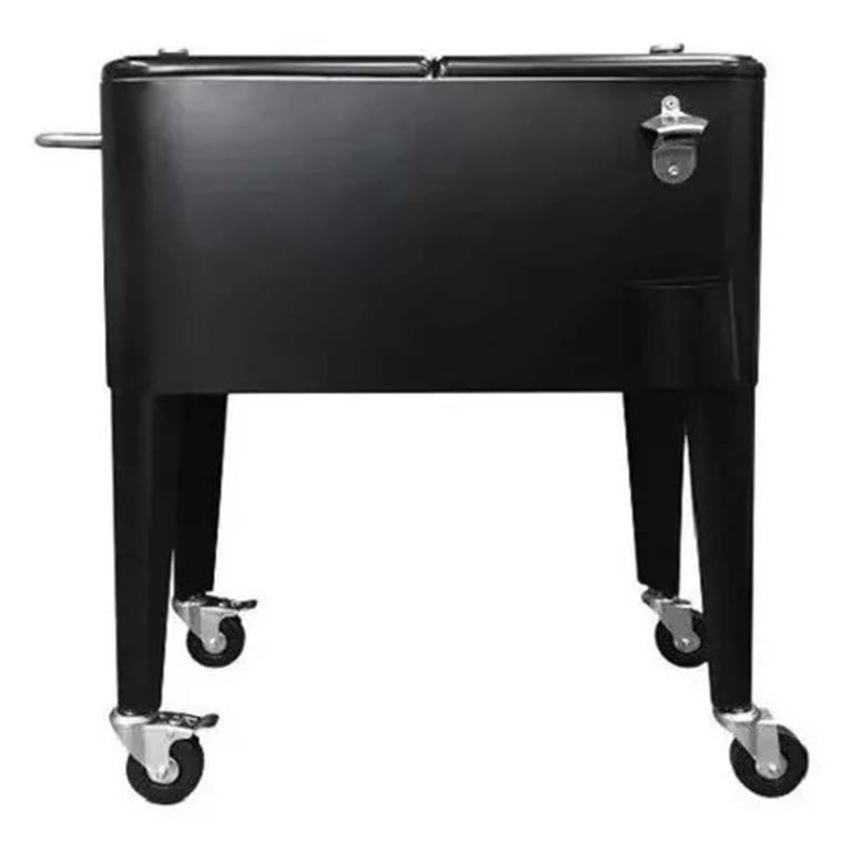 Cooler Retro Metálico Negro Con Manilla Y Ruedas 60 Litros | Sodimac ...