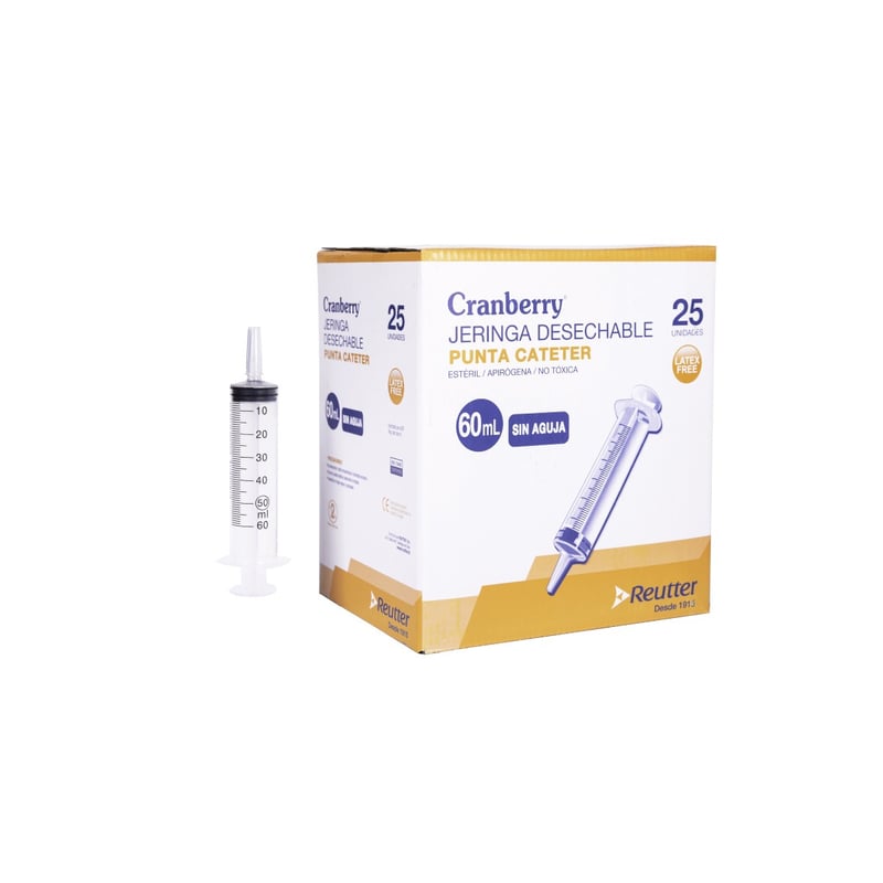 CRANBERRY Jeringa Punta catéter 60ml Luer Slip Sin Aguja X 25u Cranberry | falabella.com