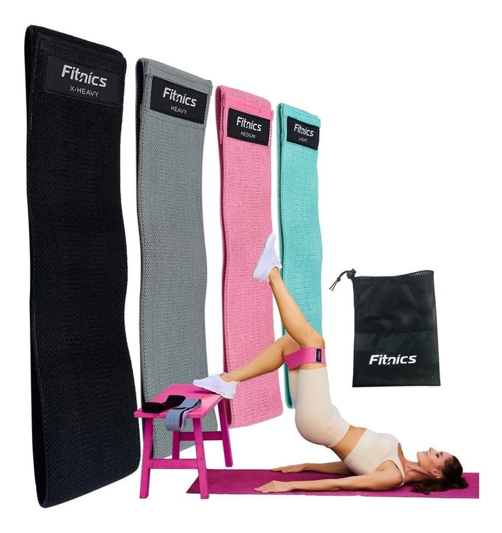 FITNICS Bandas Resistencia Elasticas Tela Fitnics Ejercicio Set X 4 | falabella.com