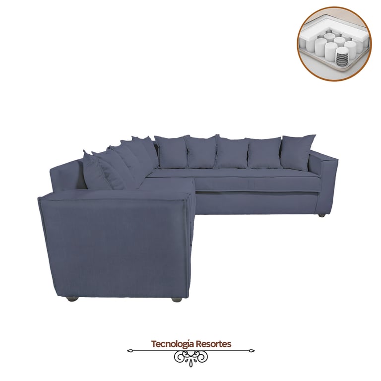 SITIAL HOME Sofá Seccional Romeo para Living Color Gris Azul Full ...