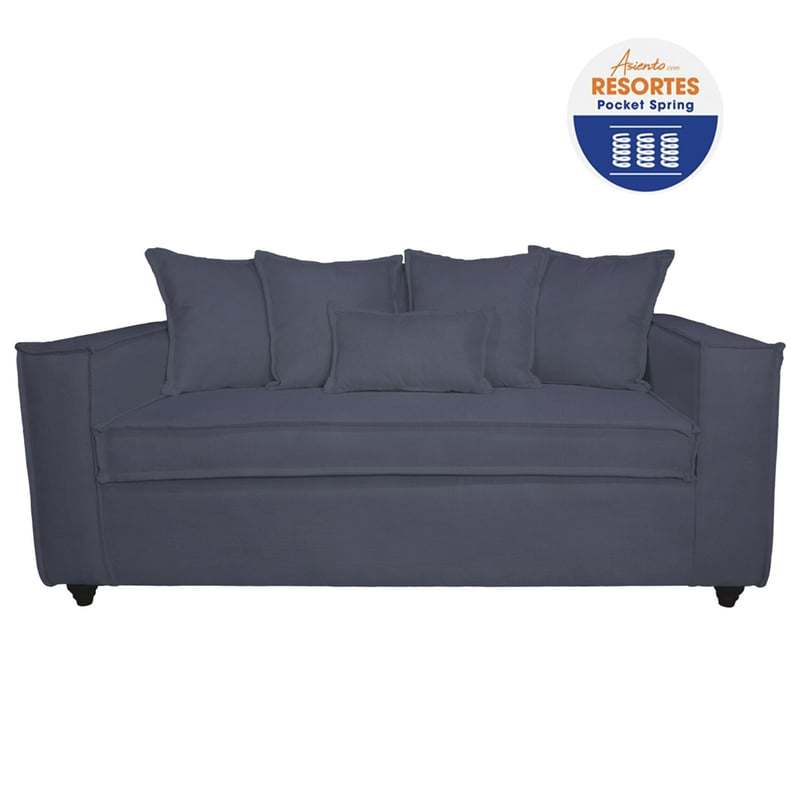 SITIAL HOME Sofá 3 Cuerpos Romeo para Living Color Azul Gris Full ...