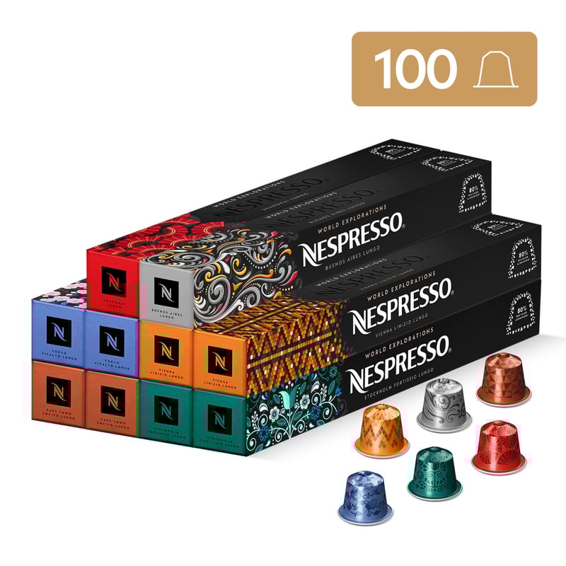NESPRESSO Cápsulas De Café Pack Lungo World Explorations - 100 ...