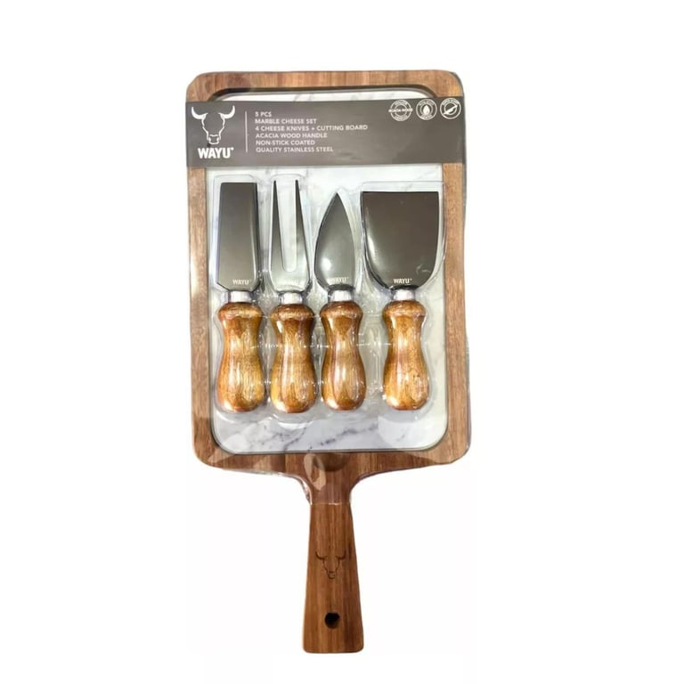 Set 5 Piezas Utensilios y Tabla De Madera Para Cortar Quesos | Sodimac - Falabella