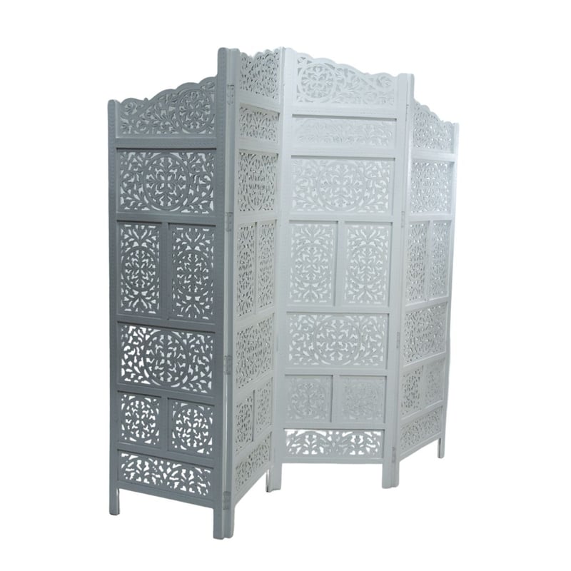 NECTAR Biombo blanco madera tallada 4 paneles 200 x 180 cm | falabella.com