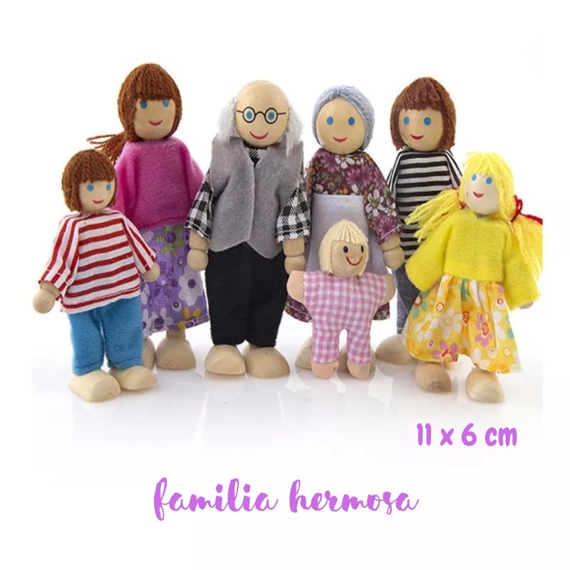 GENERICO Juguete Madera Montessori Familia De Muñecos Casa De Muñeca ...