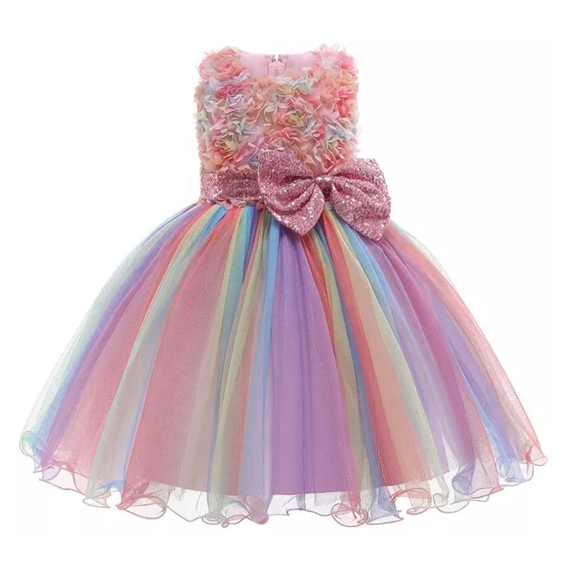 GENERICO Vestido Fiesta Paje Modelo Isabella Color Rosa Arcoiris con ...