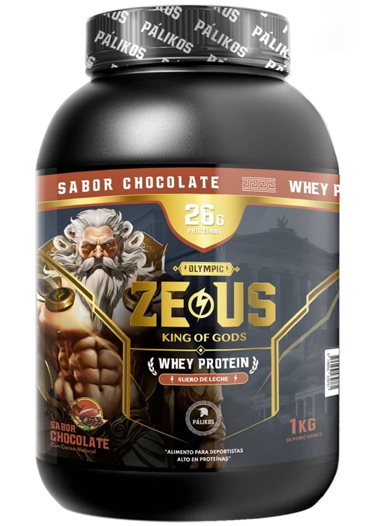 PALIKOS FITNESS 100 Whey Protein Zeus 1kg Chocolate 30 servicios ...