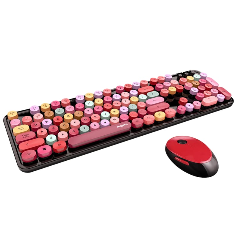 CRUSEC Teclado Mouse inalámbrico Lapiz Labial Retro Mujer NEGRO ...