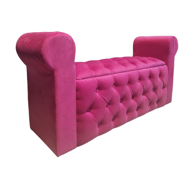 GENERICO Banqueta Baúl Botone Con Brazos Fucsia Felpa Botone ...