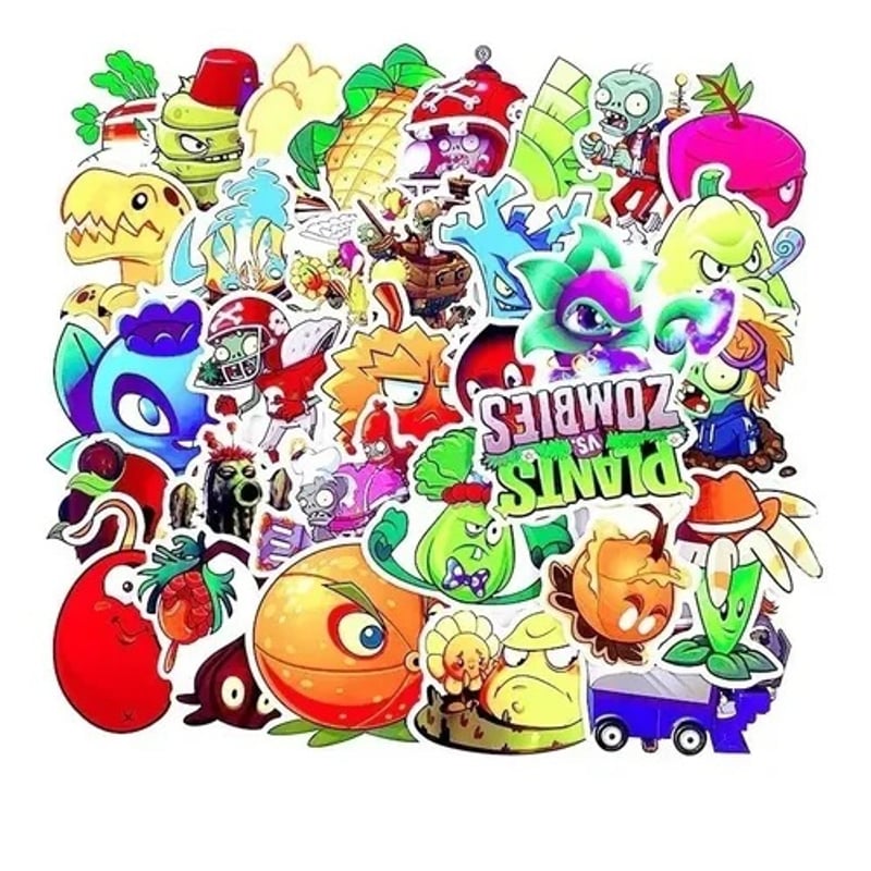 GENERICO 50 Stickers Plantas vs Zombies - Etiquetas Autoadhesivas ...