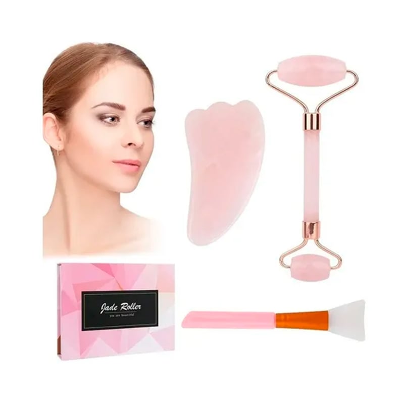GENERICO Kit De Rodillo Facial Cuarzo Rosa Jade Para Rejuvenecimiento ...