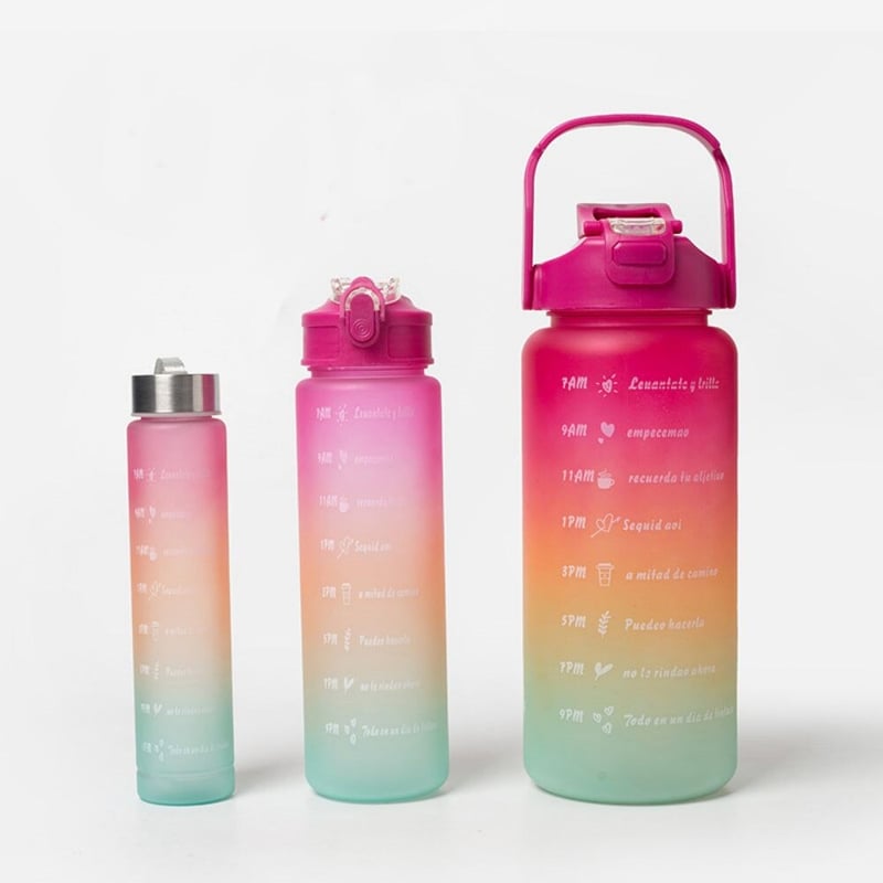 GENERICO 3 Botellas De Agua Motivacional Gran Capacidad Fucsia Azul | falabella.com