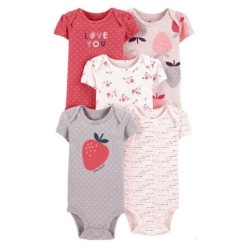 TEDMIMAK Pack 5 Bodys Frutilla Manga Corta 100% Algodón Pilucho ...