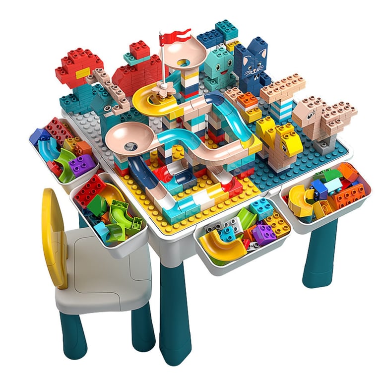 CRUSEC Juguete Juego Infantil Con Legos Cajas Mesa Y Silla | falabella.com