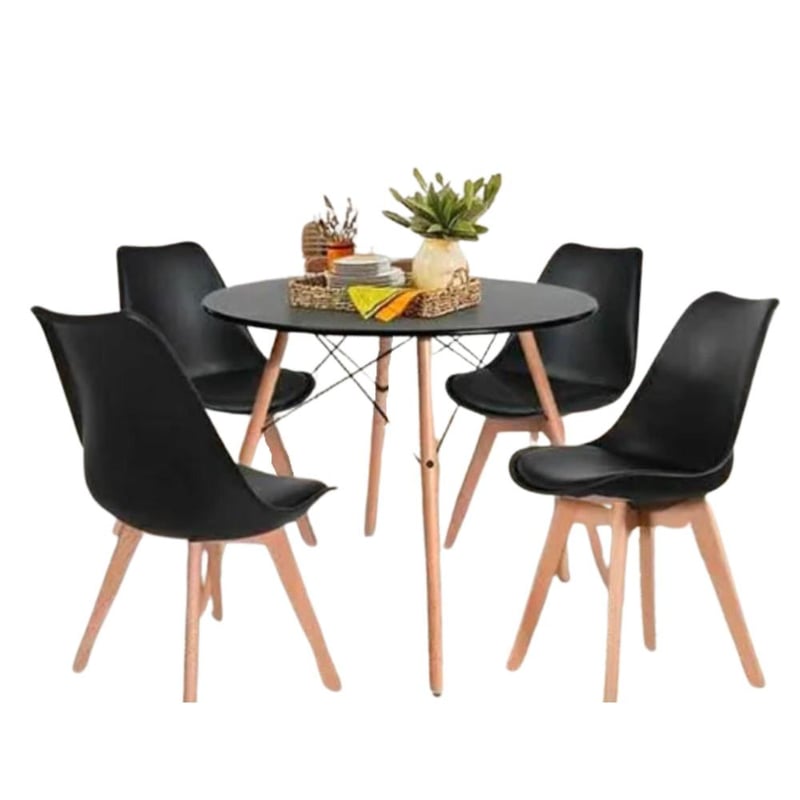Comedor Eames negro redondo 80cm - 4 Sillas tulip negras KLIK | Sodimac ...