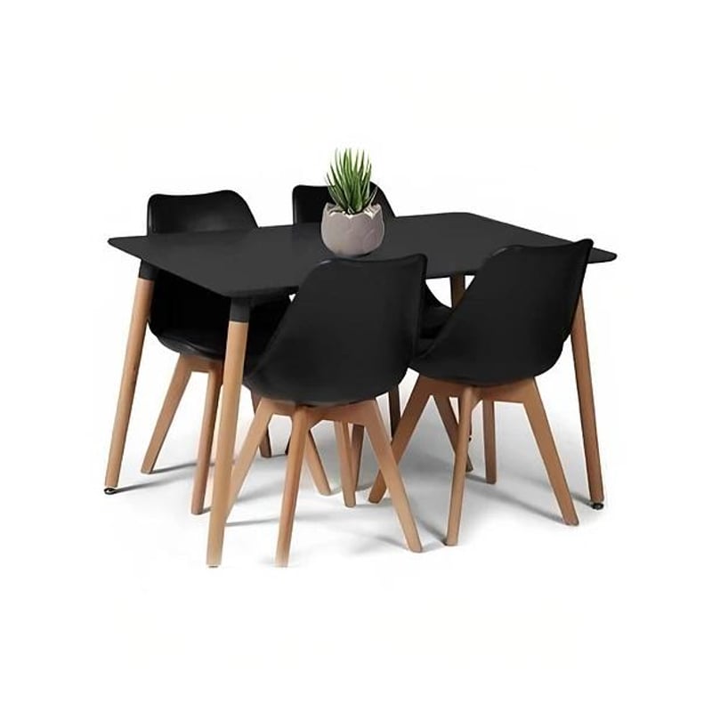 Comedor Mesa Rectangular Negra + 4 Sillas Tulip Negras | Sodimac ...