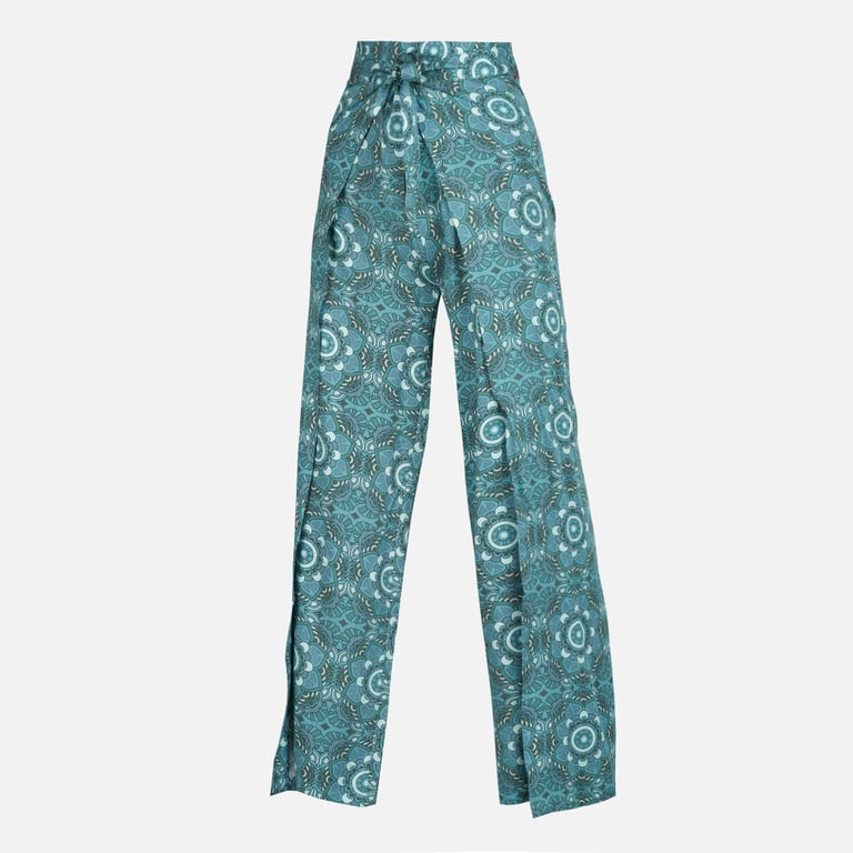 HAKA HONU Pantalon Mujer Mar y Posa Full Print Celeste Haka Honu ...