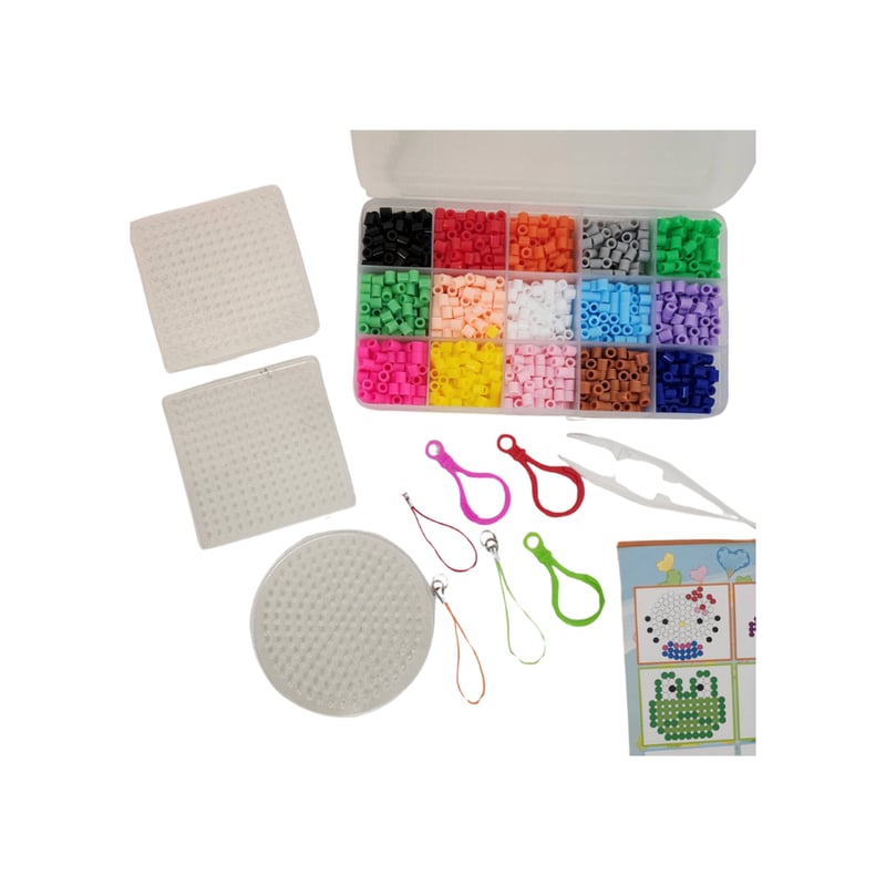 GENERICO Fuse Beads - Perler Beads - set 15 colores 3 tableros y acce ...