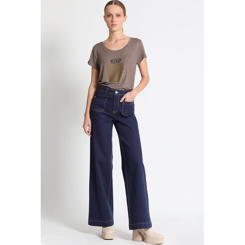 LIOLA Jeans Wide Tiro Medio Azul Liola | falabella.com