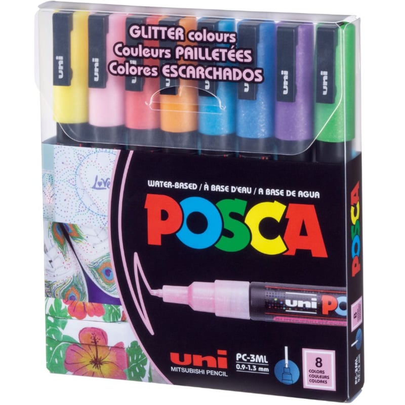 UNI POSCA Marcadores Posca 3M Set 8 Colores Glitter | falabella.com