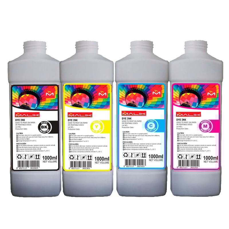 MALIK Pack 4 Litros 4 colores GT52 GT53 compatible para Hp SmartTank ...