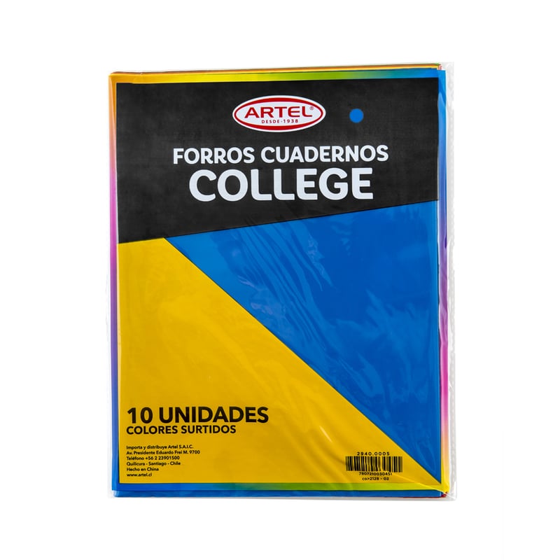 ARTEL Forros De Colores Cuadernos College Artel 10 Unidades | falabella.com