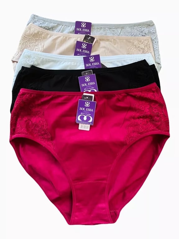 GENERICO Calzon Algodon Elasticado Tiro Alto Tallas Grandes Encaje ...