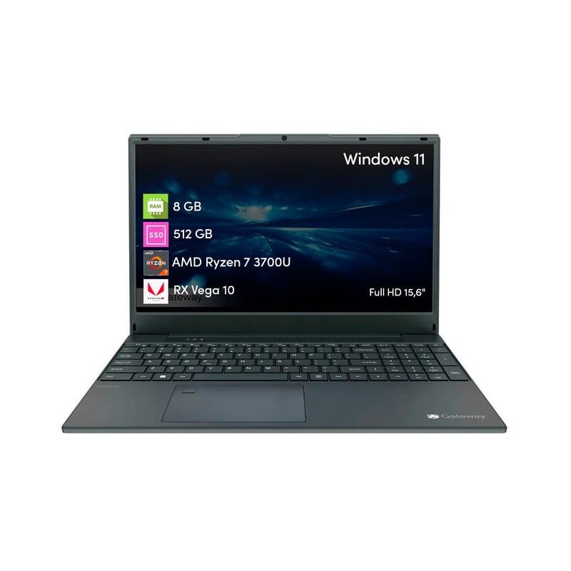 GATEWAY Notebook Gateway Ryzen 7 8GB RAM 512SSD W11 15,6 FHD Negro ...