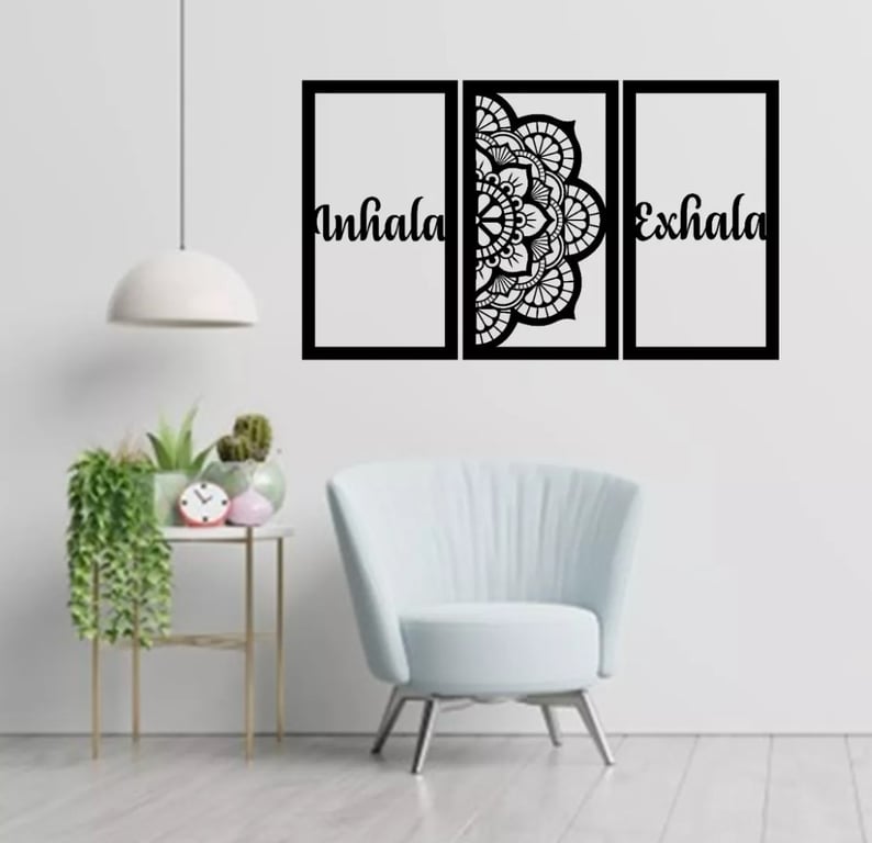 GENERICO Cuadros Decorativos Inhala y Exhala en Madera MDF Pack 3ud ...