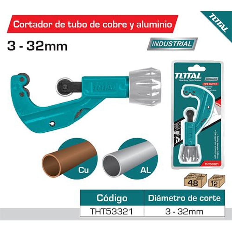 TOTAL Cortador Corta Tubo De Cobre Aluminio Marca Total Tht53321 ...