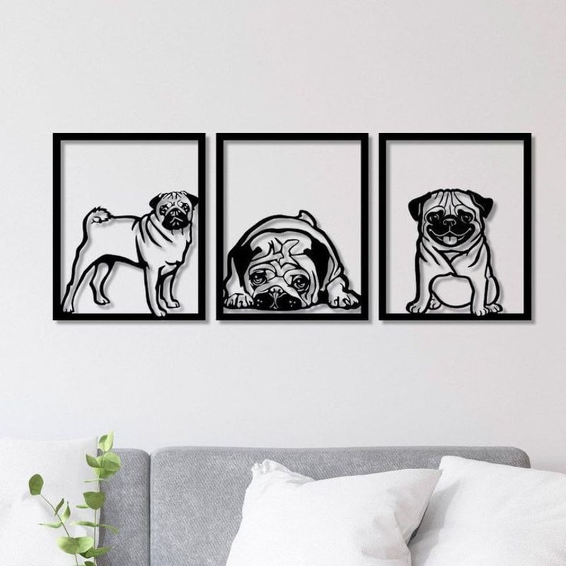 GENERICO Cuadro Decorativo Figura perro Pug en madera Mdf | falabella.com