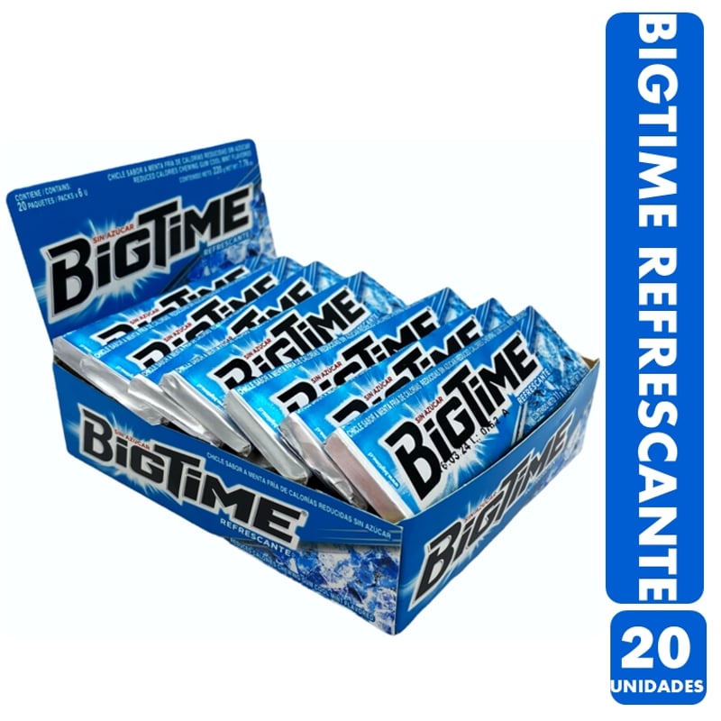 BIGTIME Bigtime Celeste - Chicle Refrescante (Caja Con 20 Unidades ...
