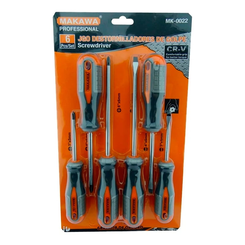 MAKAWA Juego Kit Set De Destornilladores De Golpe 6 Piezas Mk-0022 | falabella.com