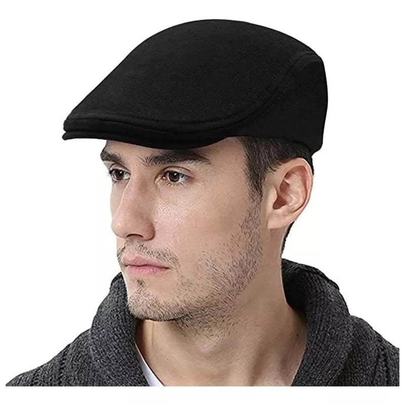 KUANGYE Gorro Boina Negra Plano Tradicional Sombreros Hombre ...