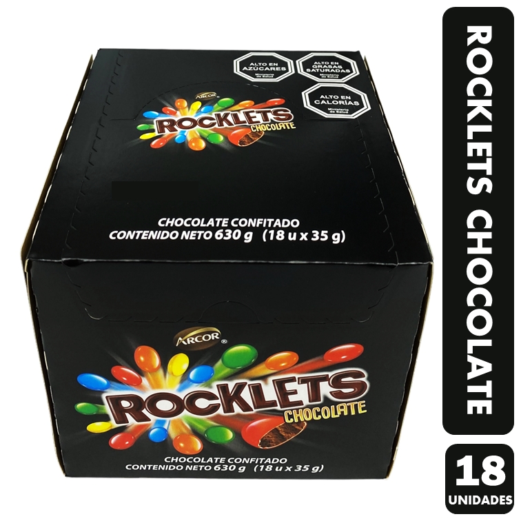 ARCOR Rocklets De Colores Sabor Chocolate (Caja Con 18 Unidades ...