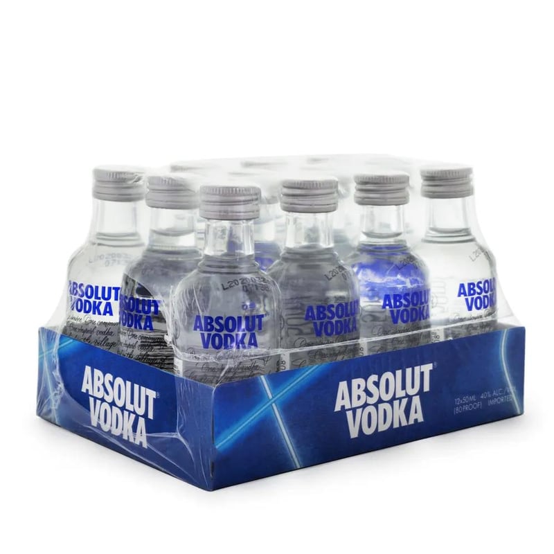 ABSOLUTE 12 Miniaturas Vodka Absolut Blue Original (50 ml) - Turquesa ...
