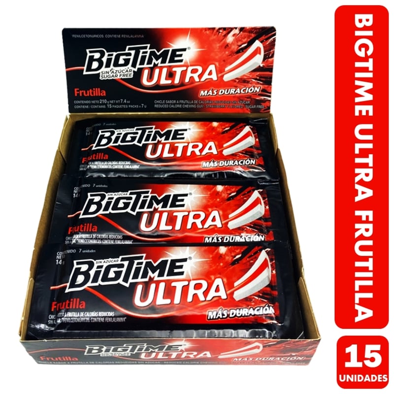 BIGTIME Bigtime Ultra Sabor Frutilla - Chicle (Caja Con 15 Uni ...
