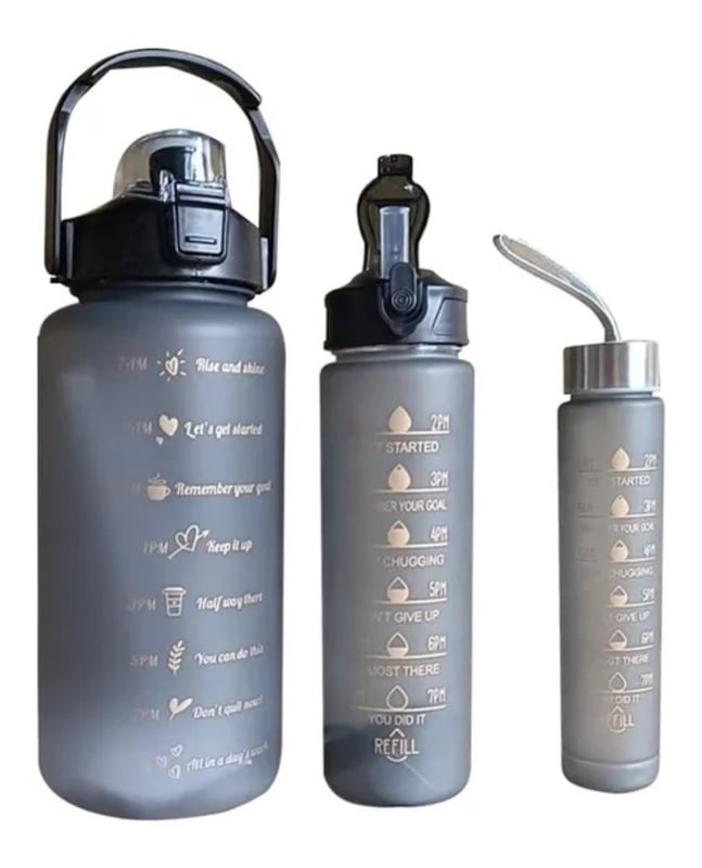 GENERICO Pack 3 Botellas Motivacionales Deportivas Termos Gym 01 ...