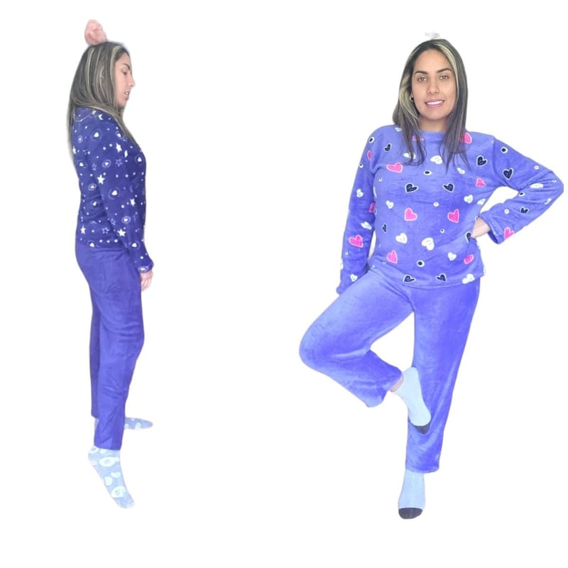 AGW Pijama Mujer Largo Polar Invierno Diseños Variados | falabella.com
