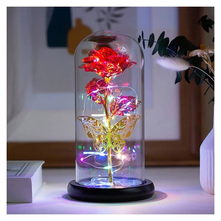 GENERICO Rosa Eterna Flor Artificial Luz Multicolor - Roja | falabella.com