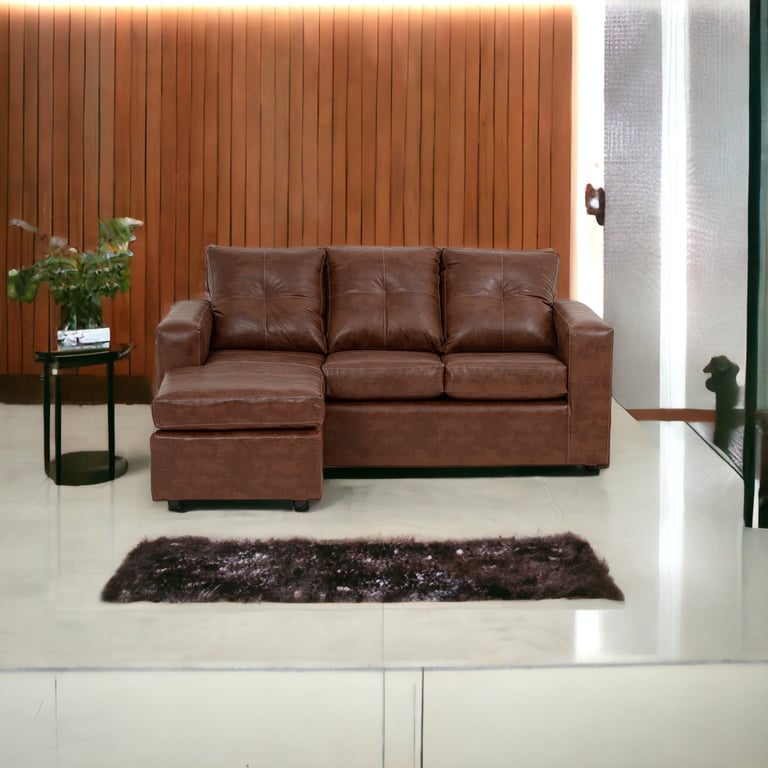 MUEBLES AMERICA Seccional Emilia Cuero Sintético Caramelo | falabella.com