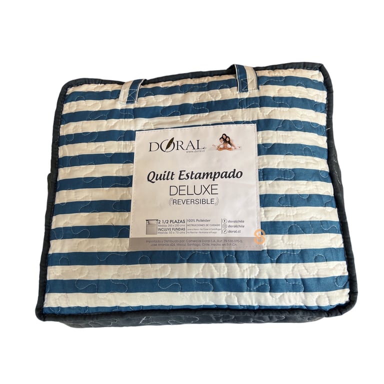 Quilt Estampado Blanco Con Azul Deluxe King - Shopyclick | Sodimac ...