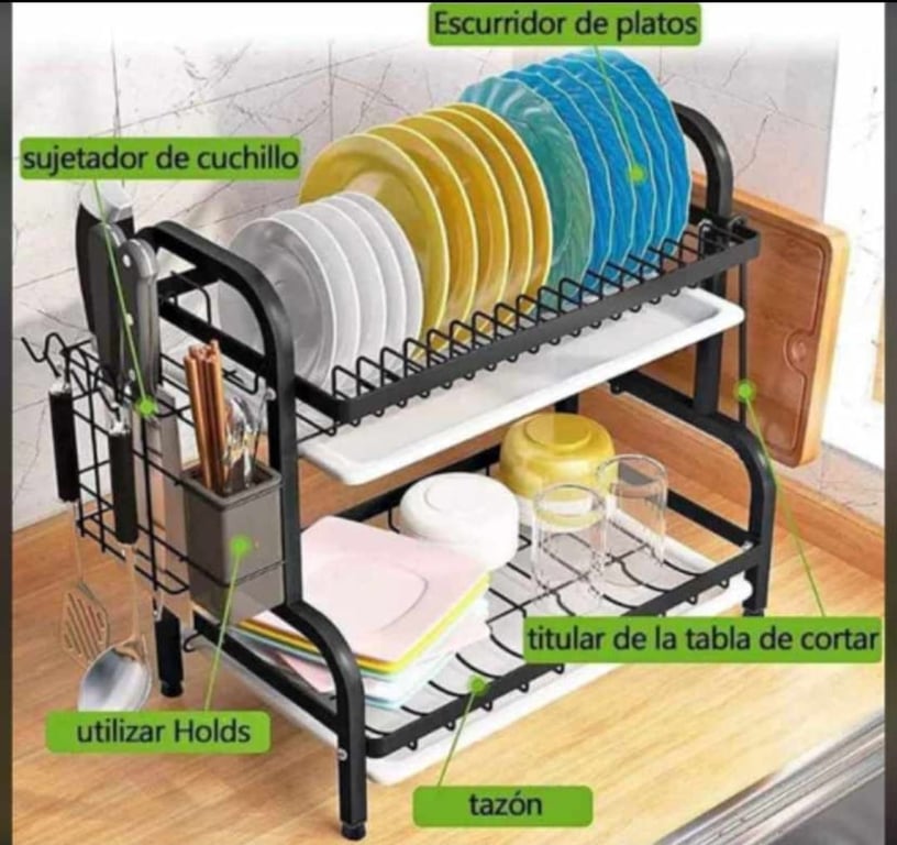 GENERICO ESCURRIDOR O ORGANIZADOR DE PLATOS 2 NIVELES FIERRO CROMADO ...