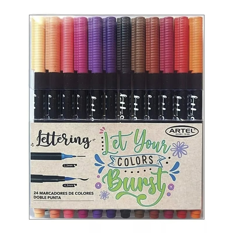 ARTEL Marcadores Lettering Doble Punta 24 Colores Artel | falabella.com
