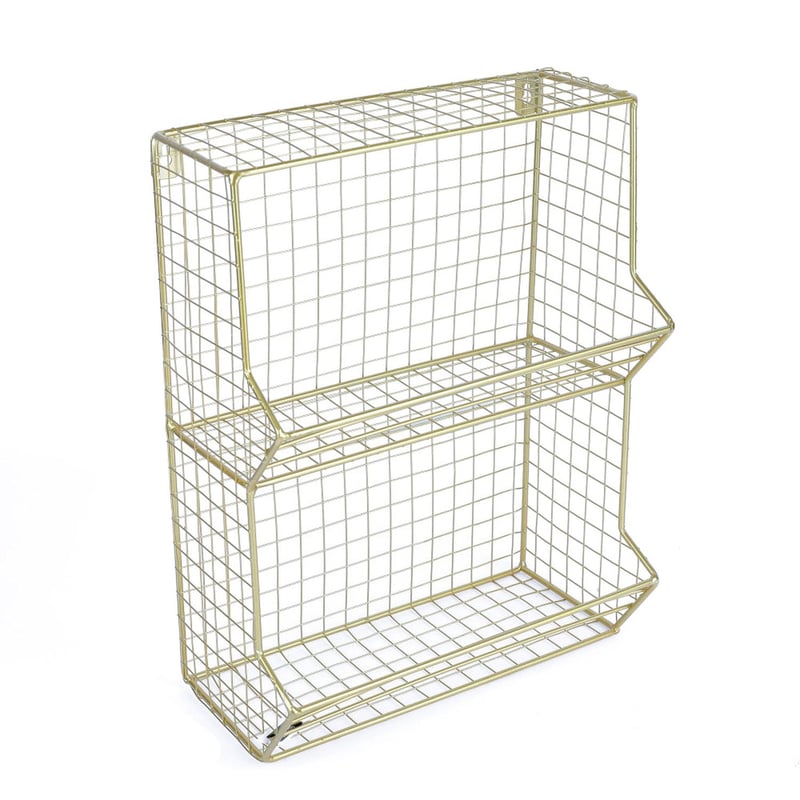 HOMEWELL Repisa Estante de Pared Metal Dorada 40x30x17cm HOMEWELL ...