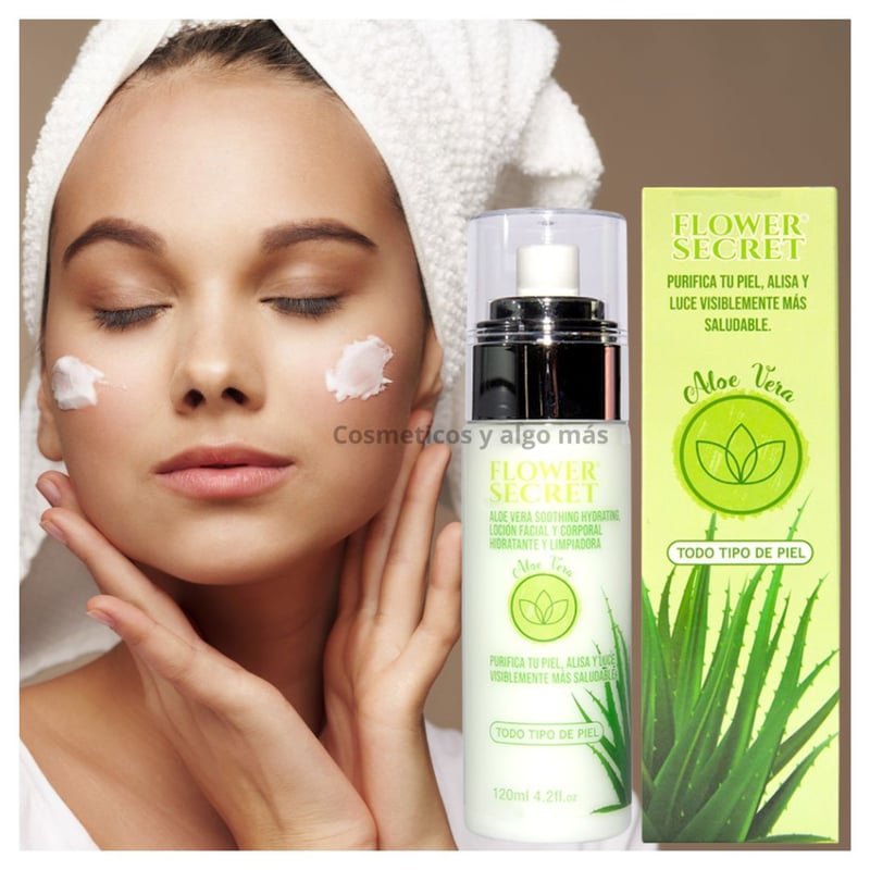 FLOWER SECRET Loción facial y corporal Limpiadora e hidratante con Aloe ...
