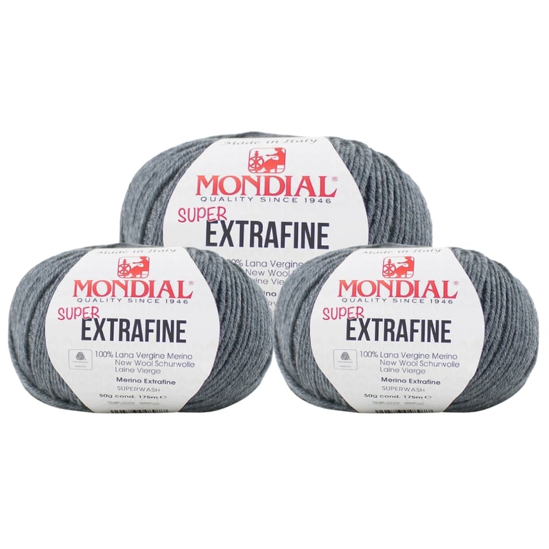LANE MONDIAL Lana Merino Extrafine Gris Oscuro - Pack 3 Unid ...