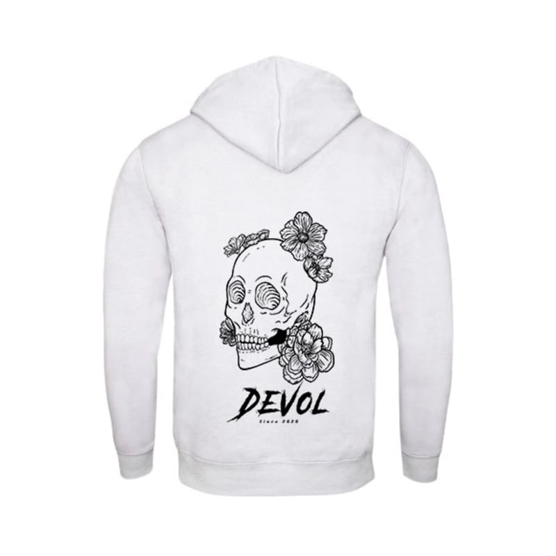 DEVOL COMPANY Polerón Gnarly Flowers Blanco Devol Logo Tropical ...